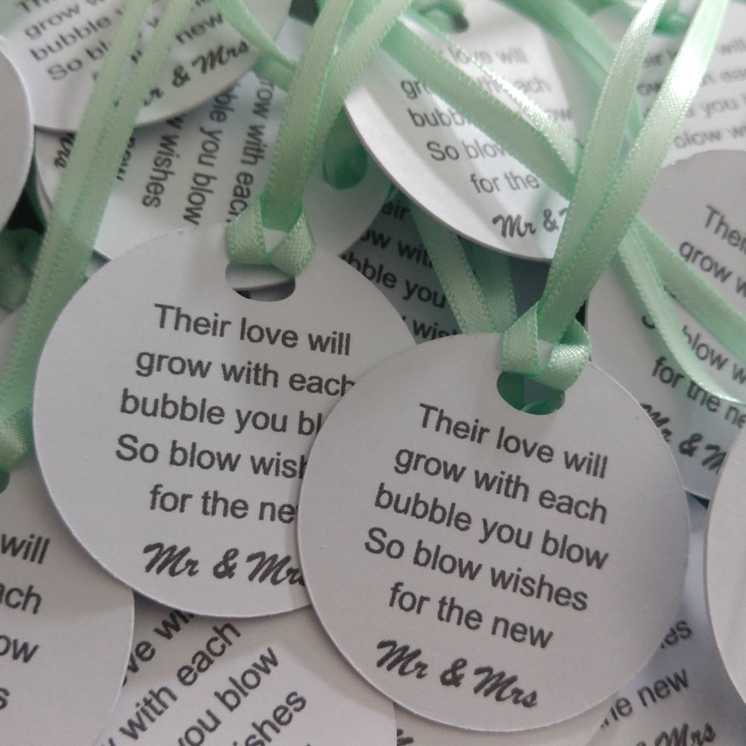 Wedding Bubble Tags | Favour Labels | Ribbon Tied Vow Renewal ...