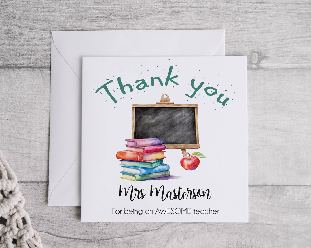 Teacher Thank You Card | Awesome Teacher | School Leaver Appreciation ...