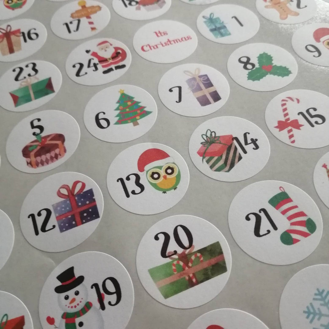 Childrens Advent Stickers | 1-24 Animal Labels | 2.5cm Gift Tags - Etsy