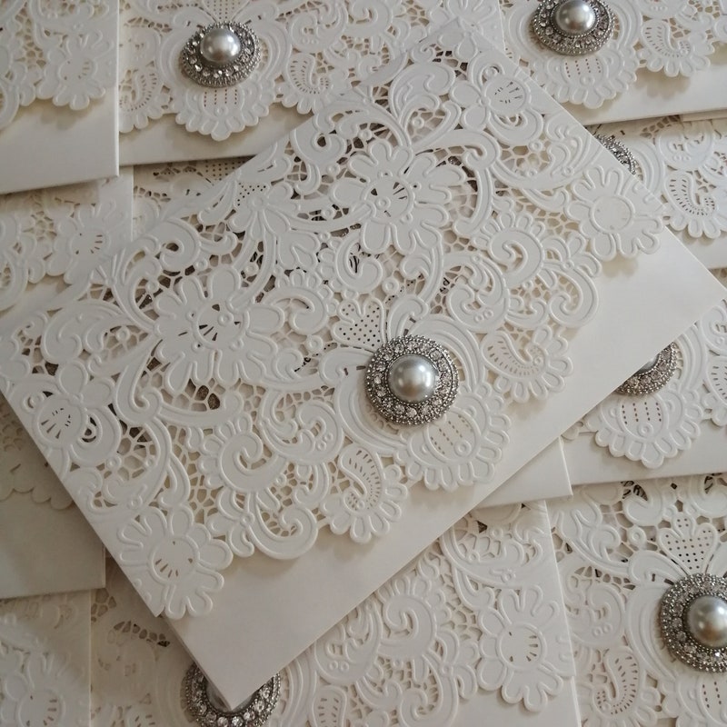 Lace Wedding Invitations - Etsy