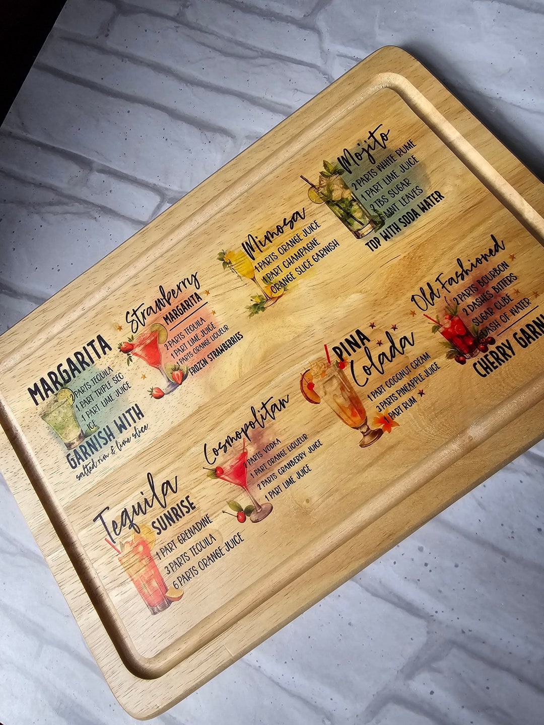 Cocktail Recipe Board: Wooden Bar Keeper's Tray - Etsy