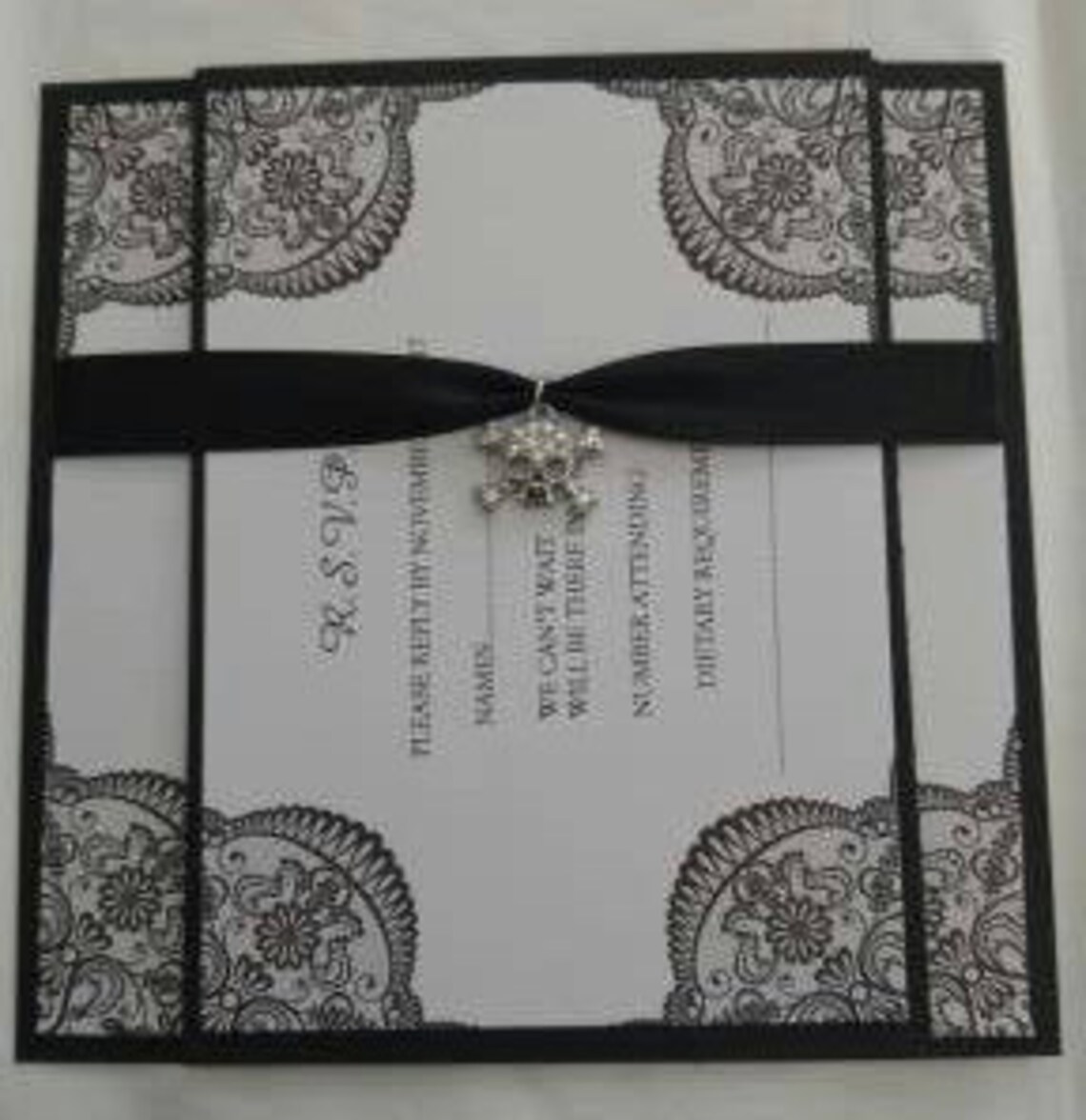 SAMPLE Gothic Wedding Invitations Diamante Skull & - Etsy