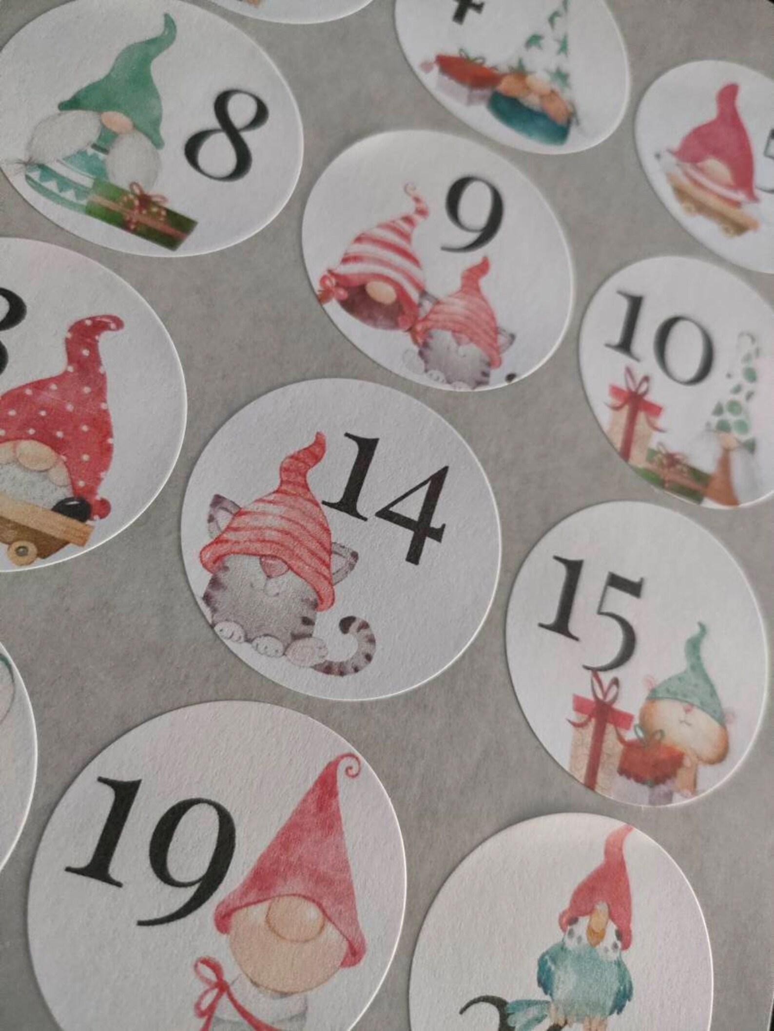 Christmas Advent Stickers 3.7cm Cute Gnome Theme Number - Etsy