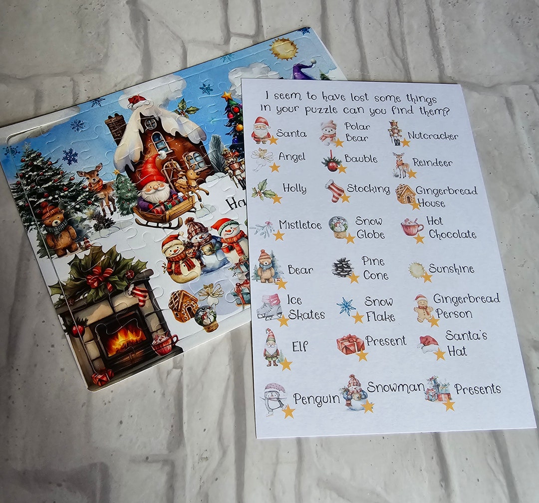 Christmas Jigsaw and I Spy Game | Personalised Find the Item | Xmas Eve ...