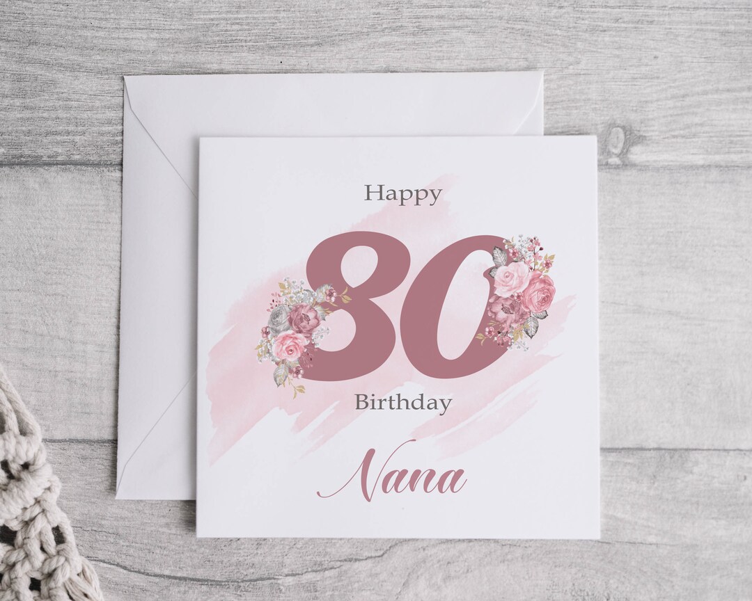 80th Birthday Card | Mum Pink Birthday | Friends Floral Birthday ...