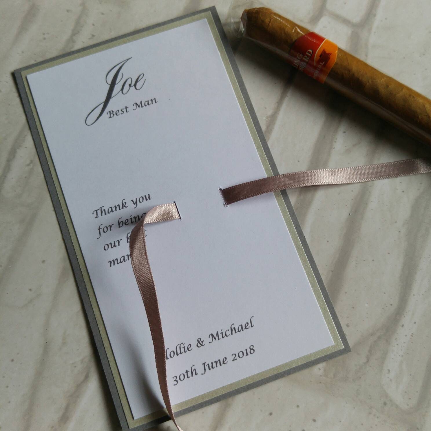 Best Man Cigar Card | Grooms Party Thank You Cards | Personalised ...