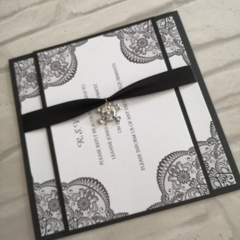 SAMPLE Gothic Wedding Invitations Diamante Skull & - Etsy