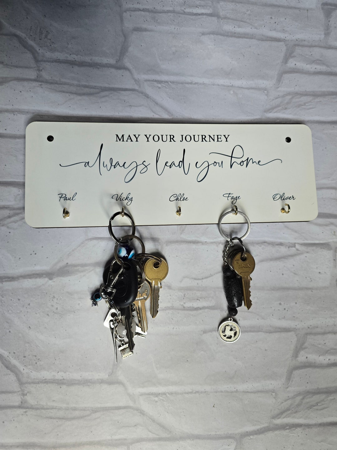 Key Hook | Hanging Wall Key Fob Holder | Personalised Family Gift ...