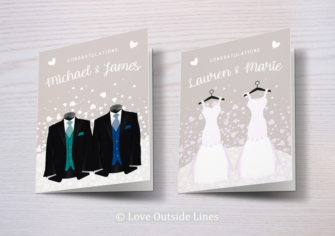Custom Same Sex Wedding Card Gay Wedding Card Lesbian Etsy