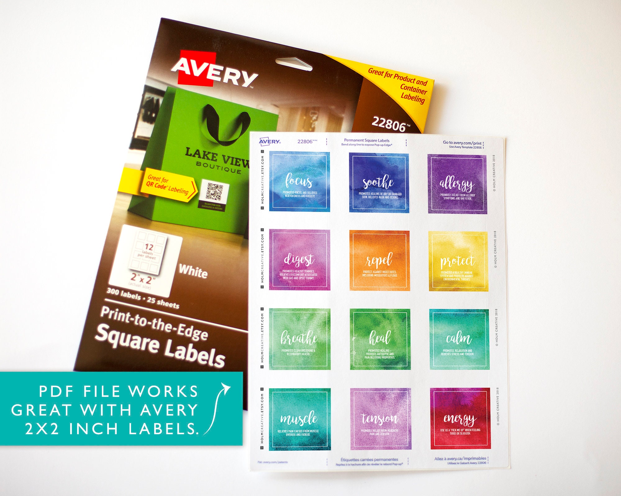 Pretty Watercolor Printable Labels for Essential Oil - Etsy