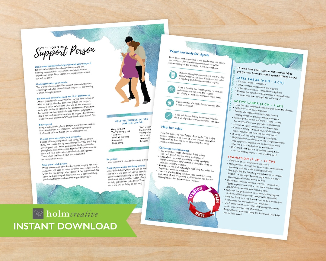 Tips for the Support Person During Childbirth, Birth Education Handout ...