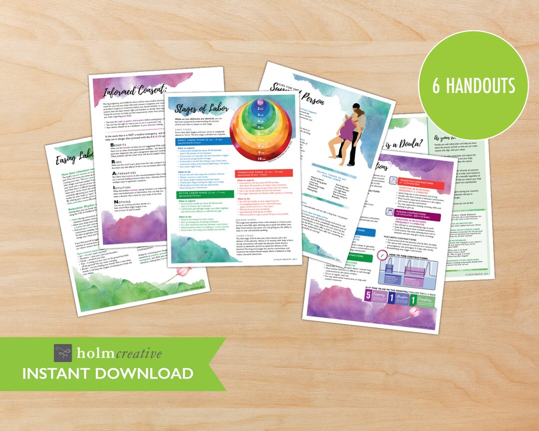 Package 1: Six Birth Education Handouts - Printable PDF Files ...