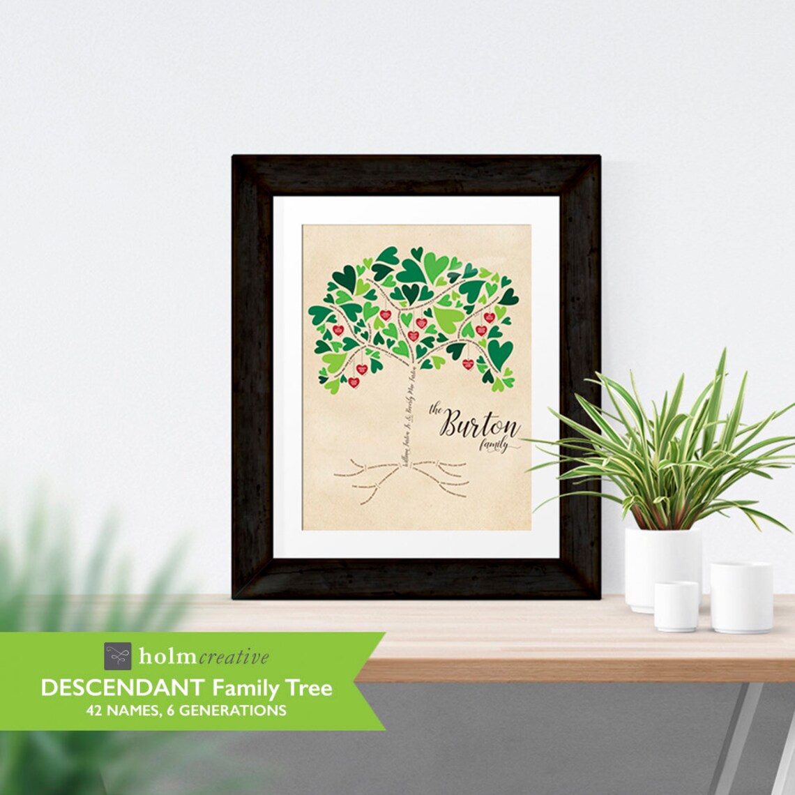Custom Descendant Family Tree Artwork Personalized Gift | Etsy