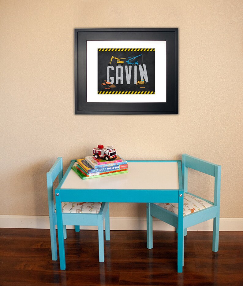 Personalized Construction Theme Artwork Boy Bedroom Print - Etsy