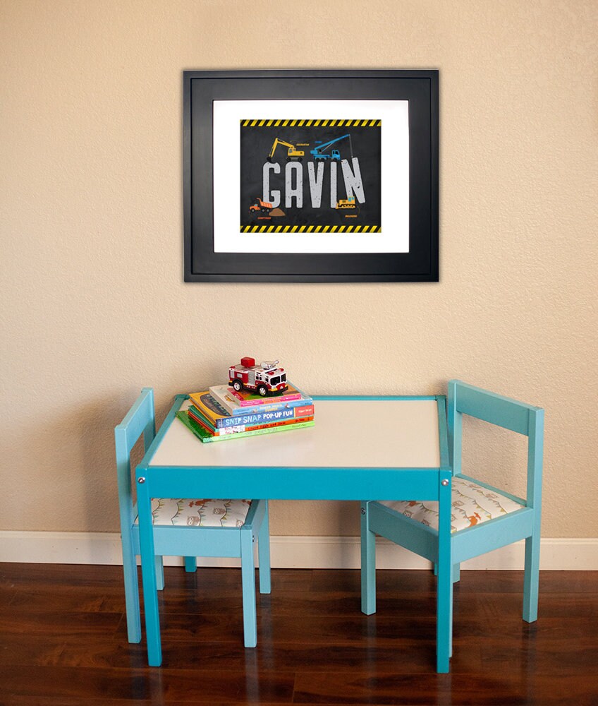 Personalized Construction Theme Artwork Boy Bedroom Print | Etsy