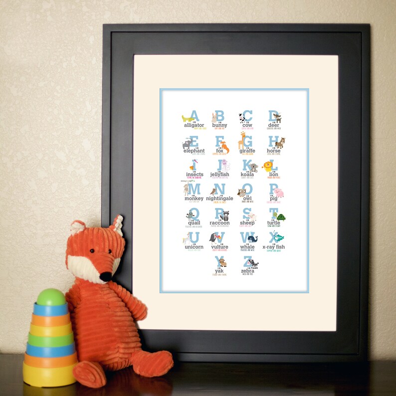 Cute ABC Animal Chart Alphabet Animals Kids Room Print - Etsy
