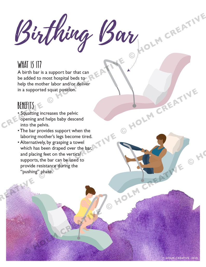 Childbirth Props, Labor and Delivery Positions 4 Page Printable PDF ...