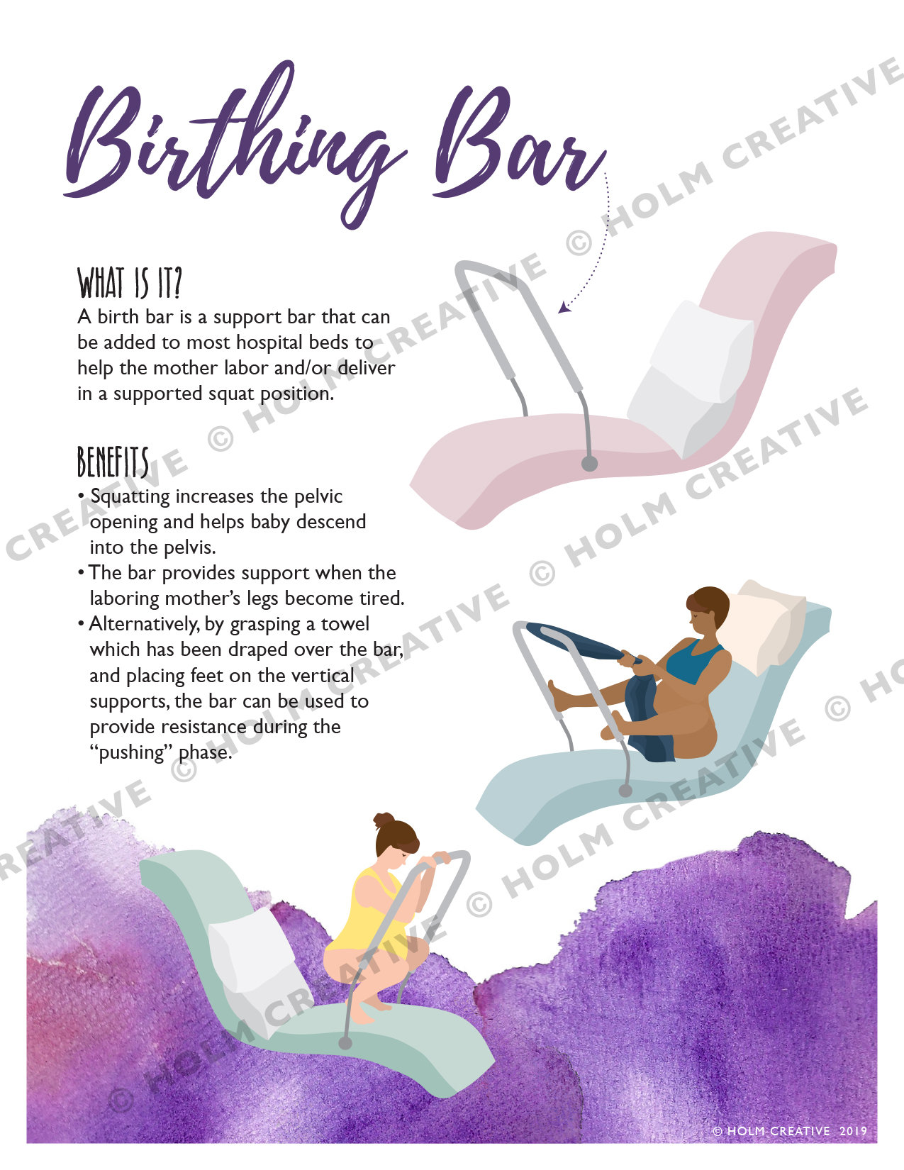 Childbirth Props, Labor and Delivery Positions 4 Page Printable PDF ...