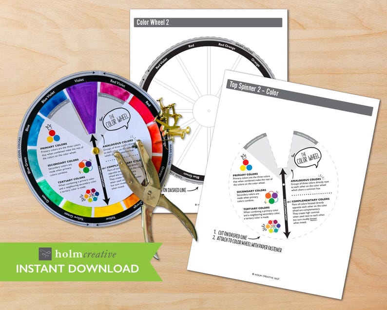 Color Wheel Printable Project, Art Worksheet, DIY Color Wheel Spinner ...