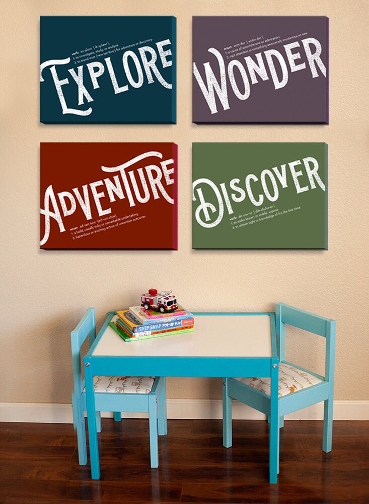 Adventure Explore Discover & Wonder Set of 4 Graphic | Etsy