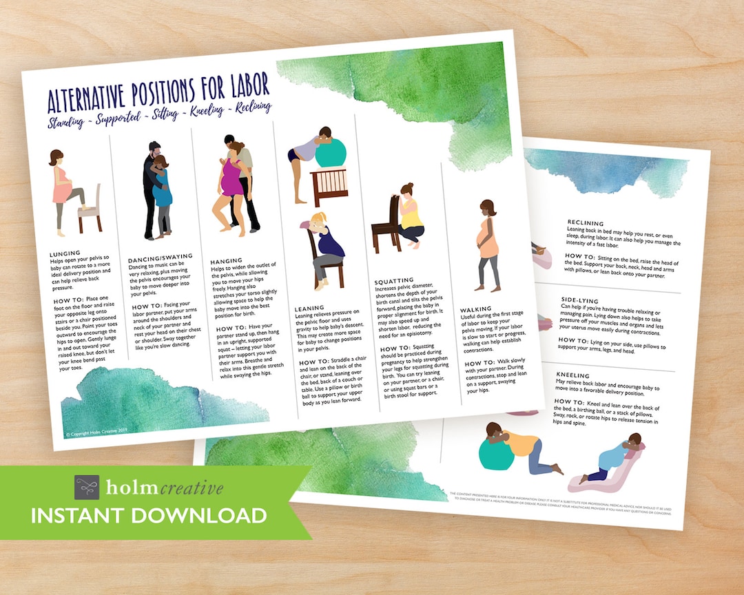 Labor Positions – Printable Single Page Handout – Childbirth Education ...