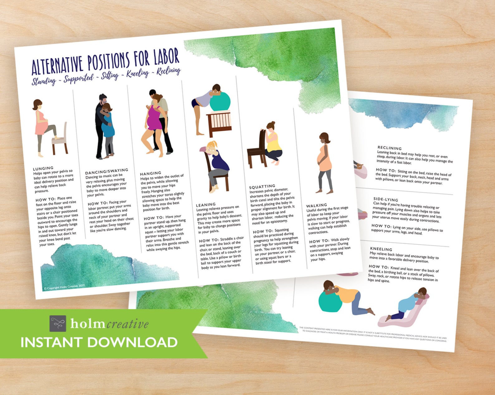Labor Positions – Printable Single Page Handout – Childbirth Education ...