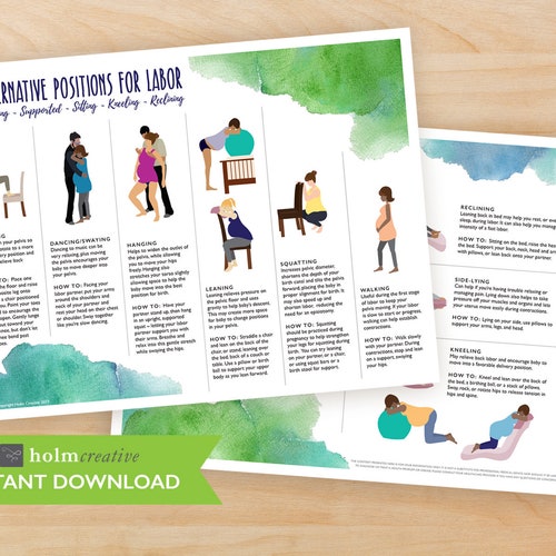 Labor Positions Printable Single Page Handout Childbirth - Etsy