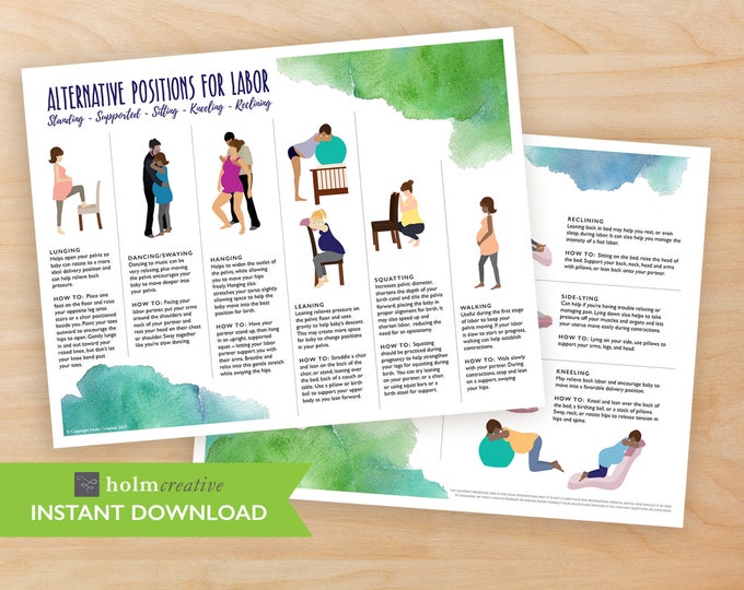Labor Positions Printable Single Page Handout Childbirth - Etsy