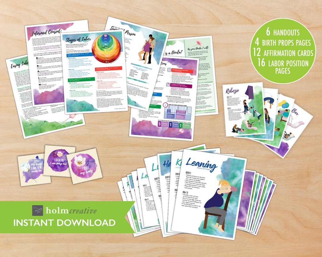 Package 3: Birth Education Handouts + Printable Labor Position Pages ...
