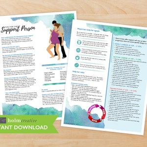 Package 2: Birth Education Handouts + Printable Labor Position Cards ...