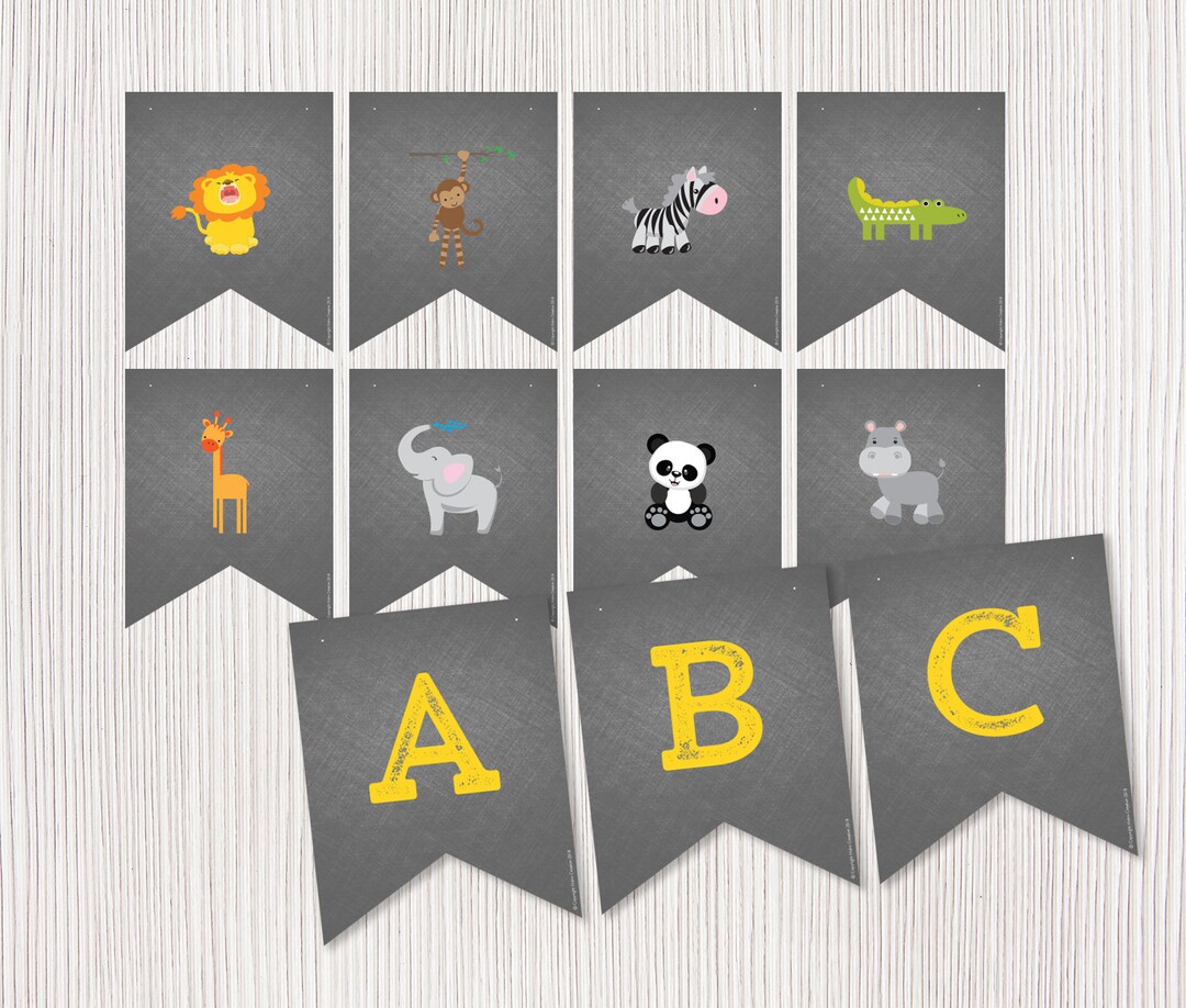Jungle Animal DIY Printable Pennant Banner, - Etsy