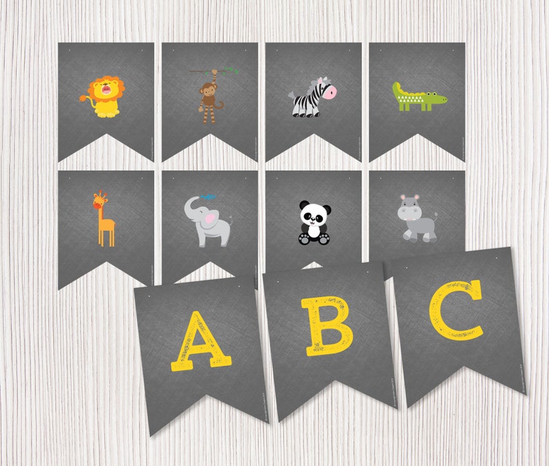 Jungle Animal DIY Printable Pennant Banner - Etsy