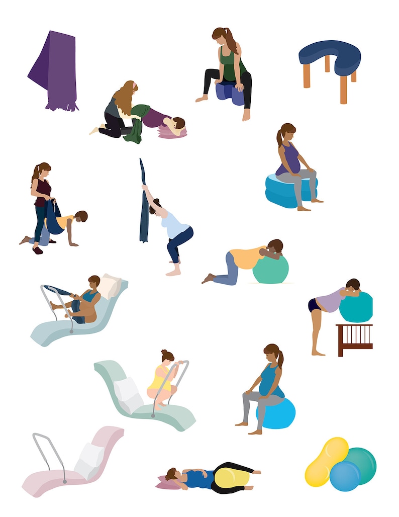 Set #2: Props for Labor / Birth Positions – Vector Illustrations ...