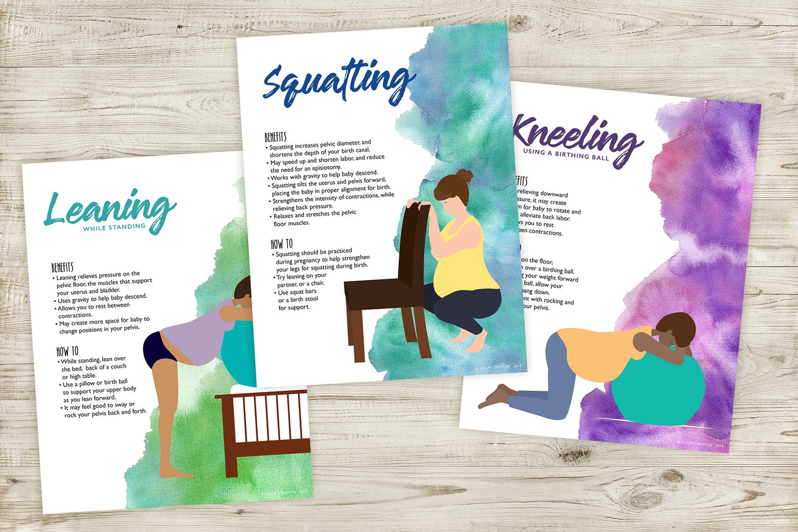 Labor Positions Full Page Printable Files Childbirth - Etsy
