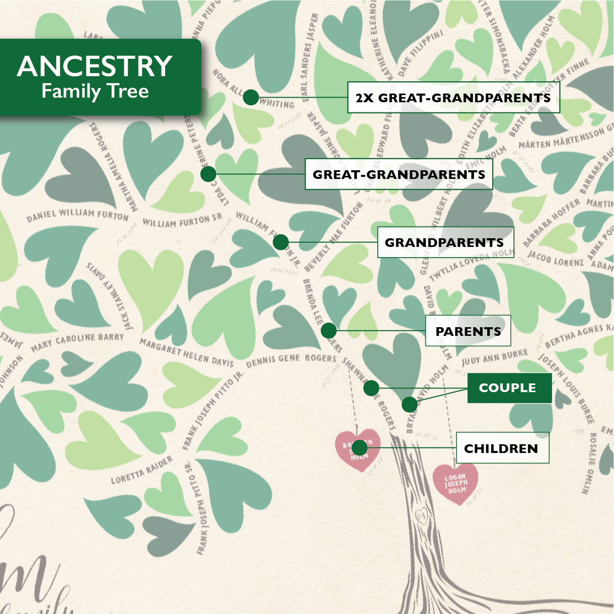 Custom Ancestry Family Tree Artwork Personalized Gift | Etsy