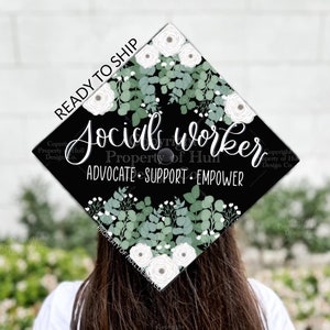 READY TO SHIP Graduation Cap Topper, Grad Cap Cover, Social Work ...