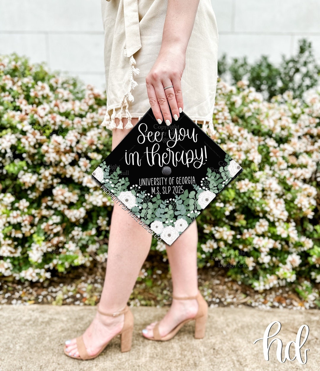 Custom eucalyptus Greenery Graduation Cap Topper, SLP Graduation Cap ...