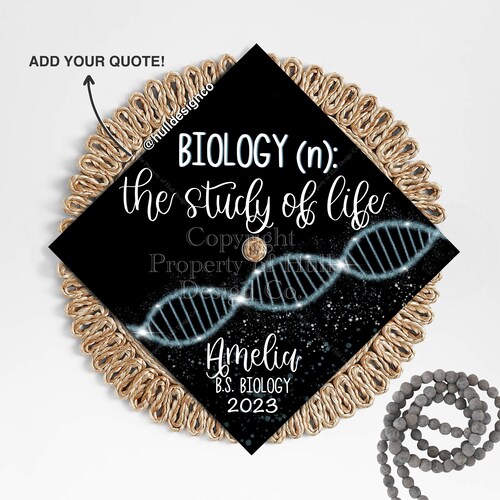 Graduation Cap Topper/gold/ Biology - Etsy