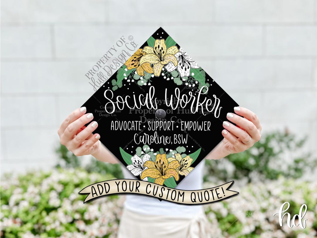 Custom "social Worker" Graduation Cap Topper, Social Work Graduation ...