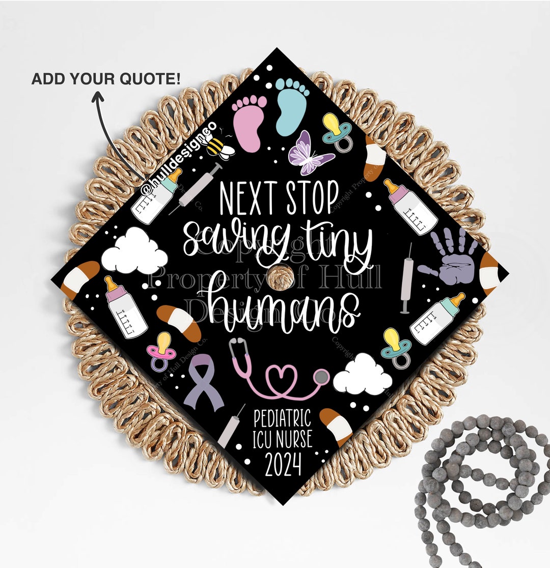 Custom "tiny Humans" Graduation Cap Topper, Nursing Graduation Cap ...