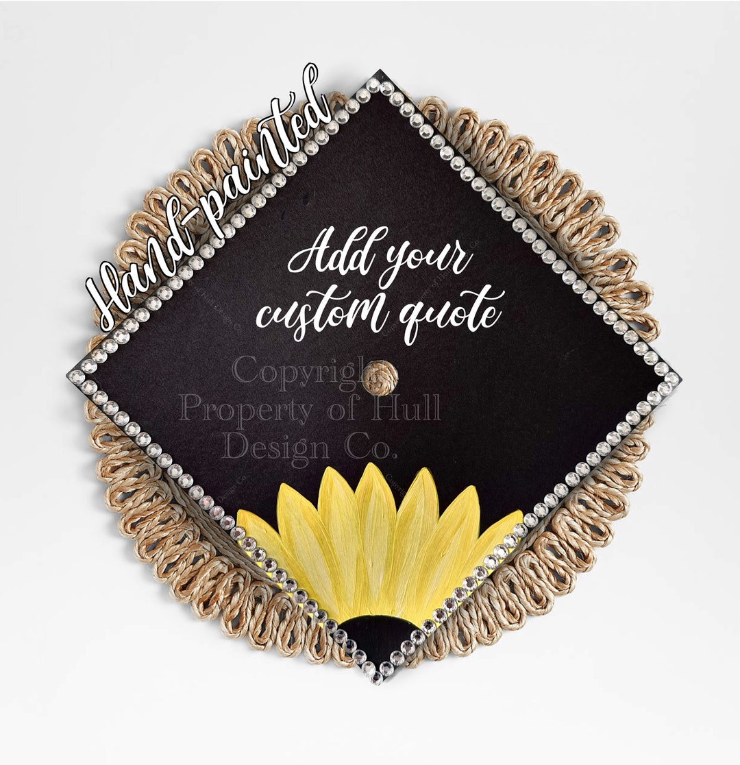 Hand-painted Graduation Cap Topper With Rhinestones / Graduation Cap ...