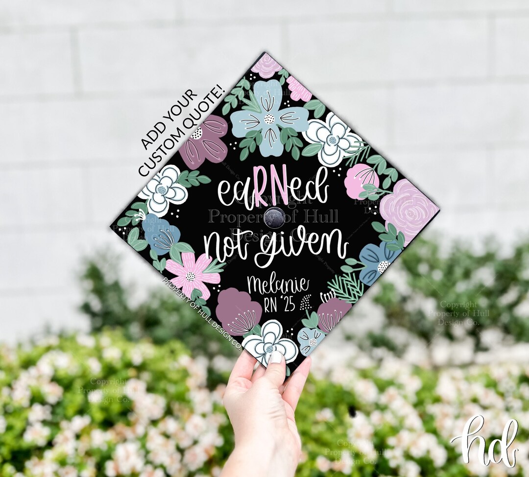 Custom "summer Bouquet" Graduation Cap Topper, Nursing Graduation Cap ...