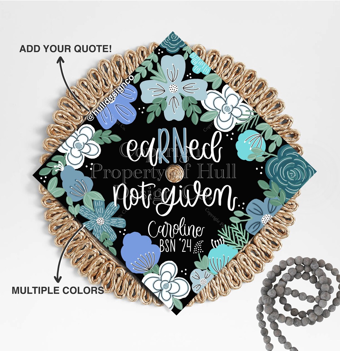 Custom summer Bouquet Graduation Cap Topper, Nursing Graduation Cap ...