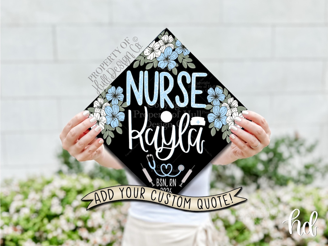 Custom "cherry Blossom Bsn" Graduation Cap Topper, Nursing Graduation ...