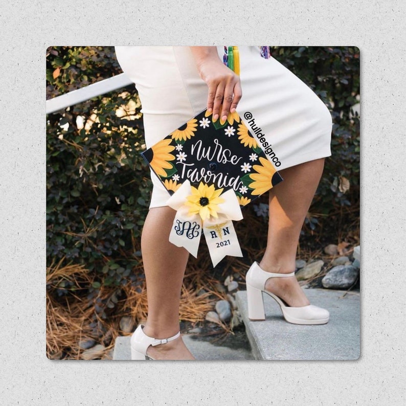 Custom sunflower Explosion Graduation Cap Topper/ | Etsy