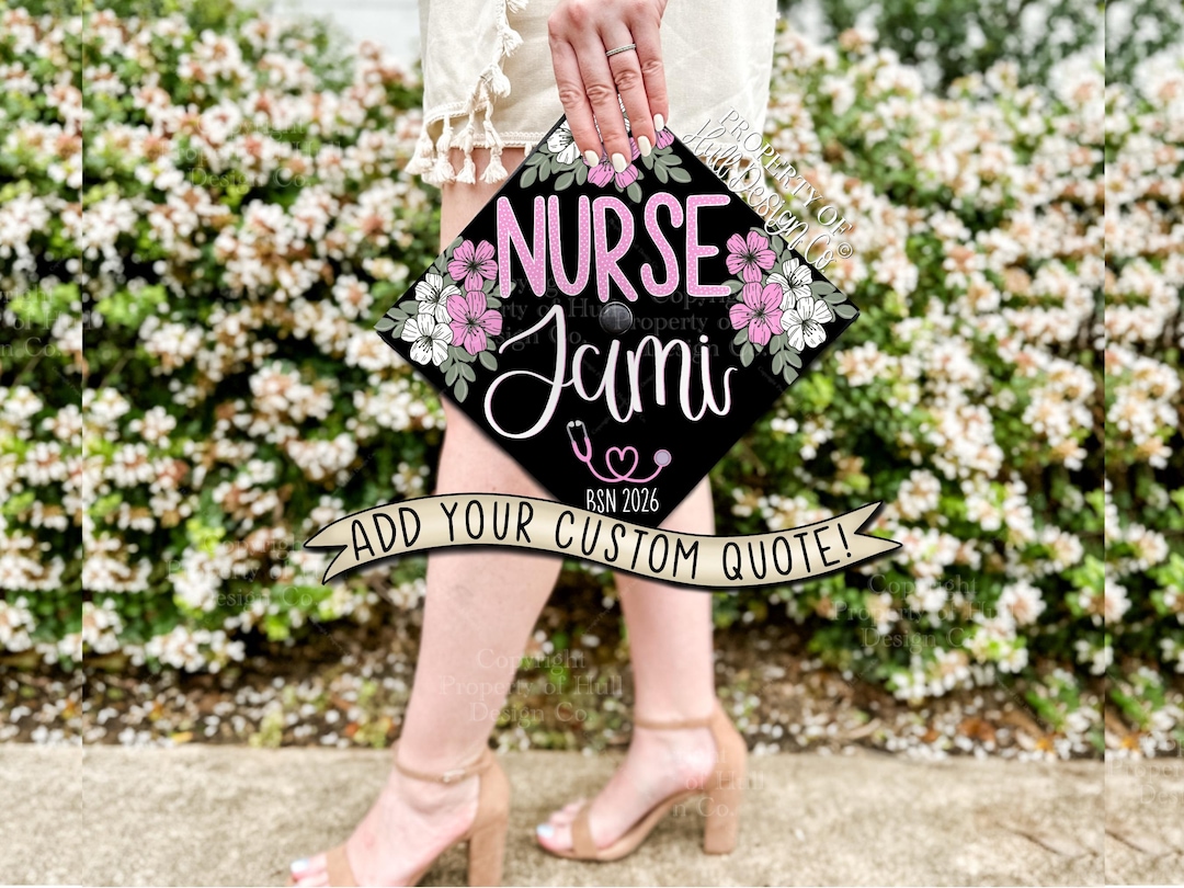 Custom "cherry Blossom Bsn" Graduation Cap Topper, Nursing Graduation ...