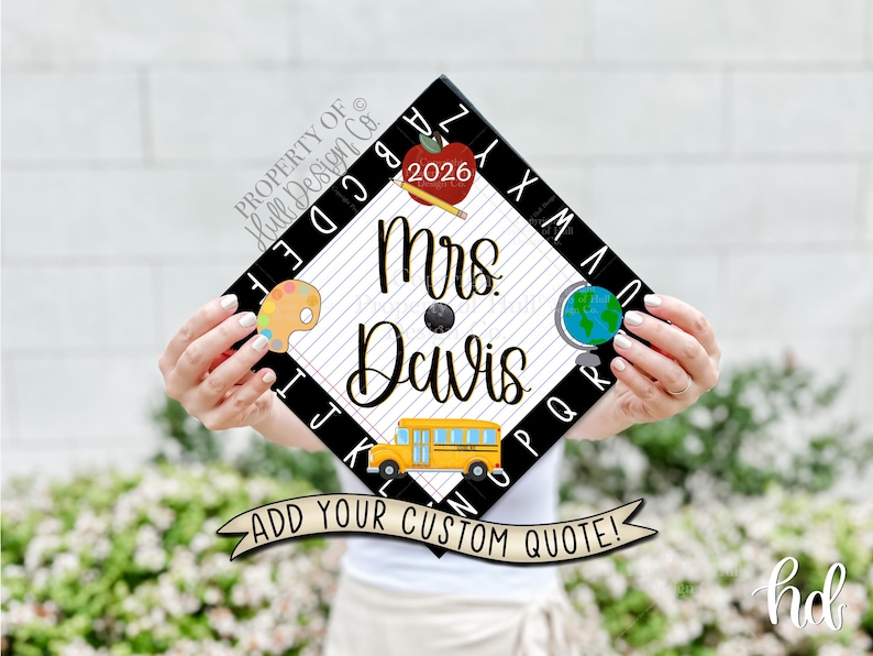 Custom "alphabet Border" Teacher Graduation Cap Topper - Etsy