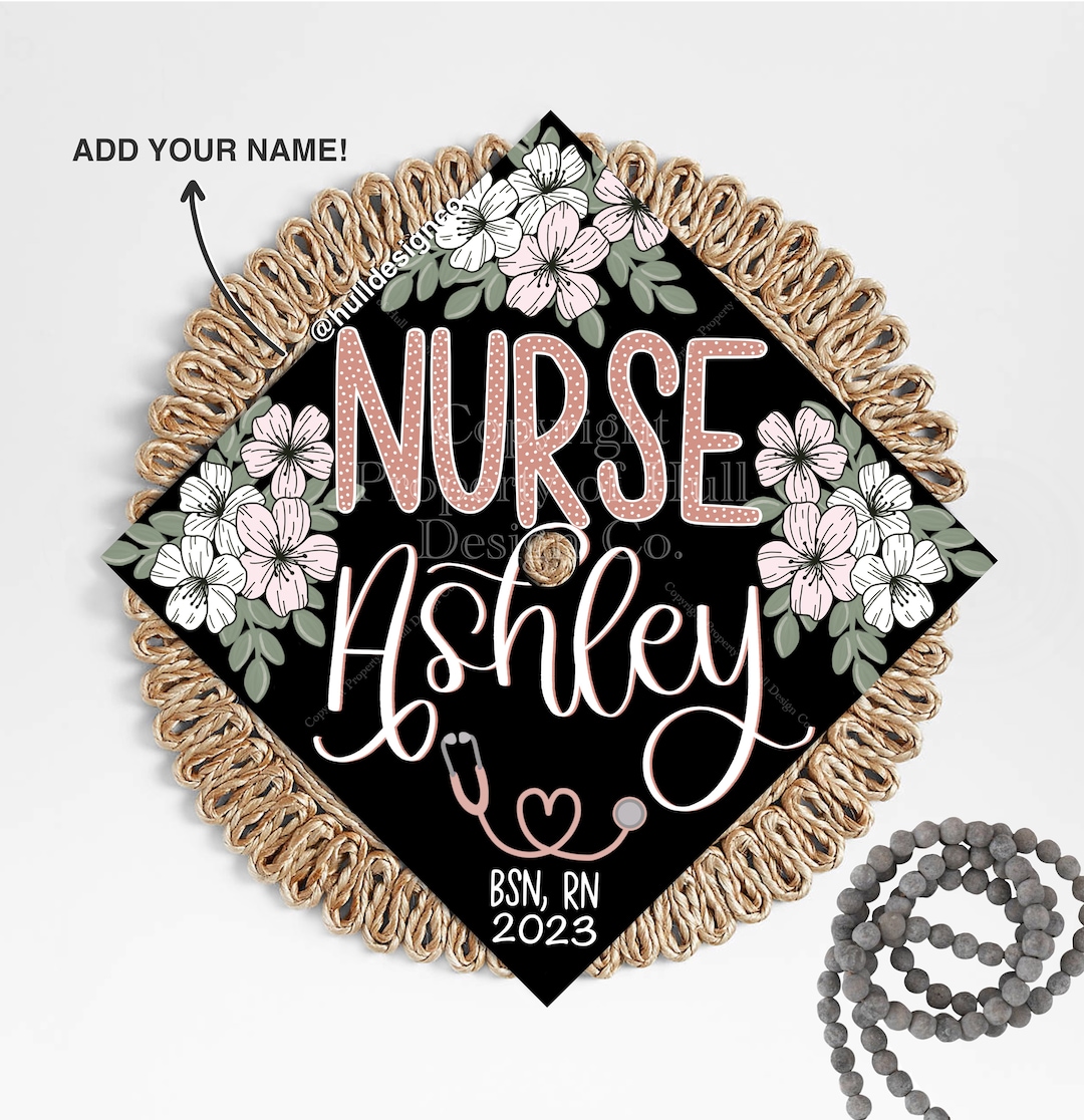 Custom cherry Blossom Bsn Graduation Cap Topper/ - Etsy