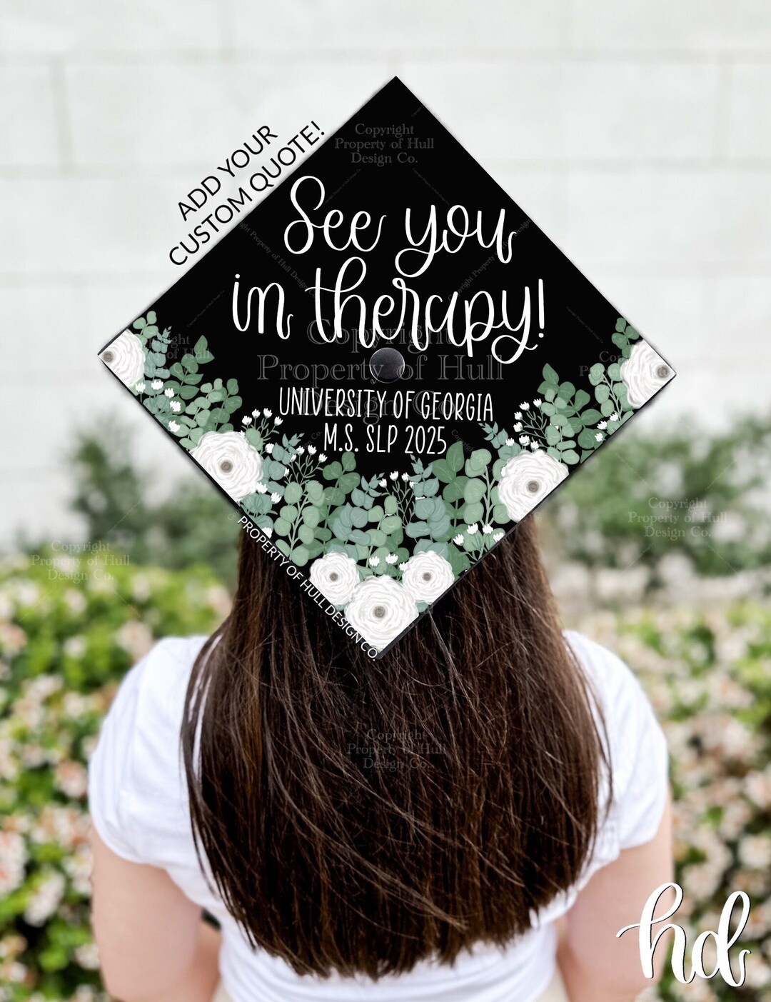 Custom "eucalyptus Greenery" Graduation Cap Topper, SLP Graduation Cap ...
