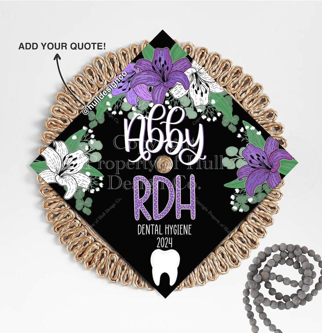 Custom dental Hygiene Graduation Cap Topper, Dental Hygienist ...